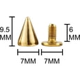100 Sets 9.5MM Gold Spikes and Studs Metal Bullet Cone Spikes Screw ...