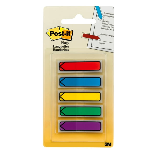 Post-it Arrow Flags, Assorted Primary Colors, .47" Wide, 100 Flags ...