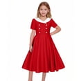 BCSIOAOI Summer Dress,Solid Color Vintage Swing Dress with Contrast ...