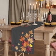 Fall Maple Table Runner Watercolor Autumn Orange Red Leaves Dark Grey ...