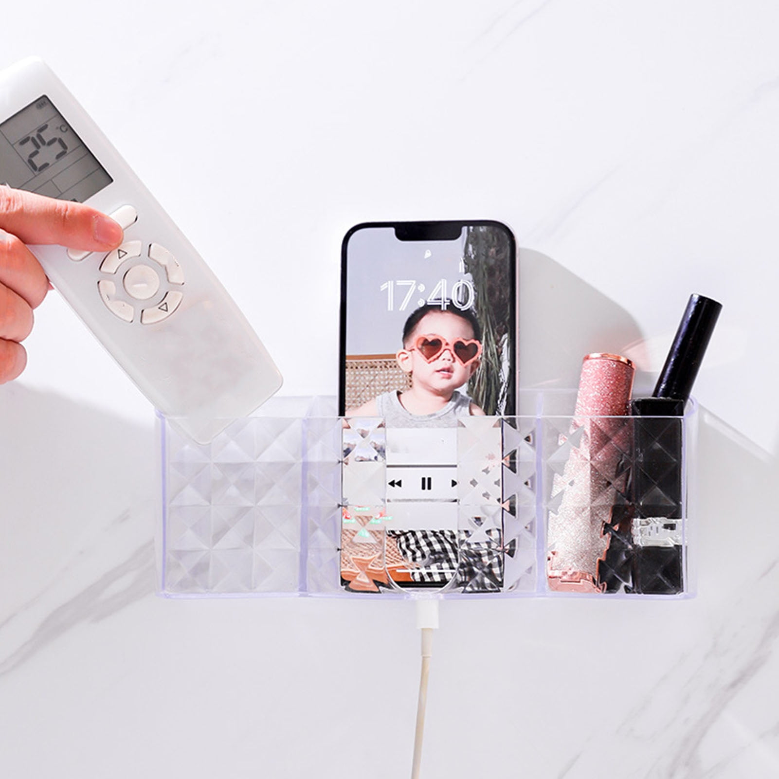 Bobasndm Wall Mounted Acrylic Remote Control Holder Set, Self Adhesive ...