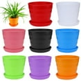 (Clearance) BNNG Small Plastic Plant Flower Pot with Saucers, Seedlings ...
