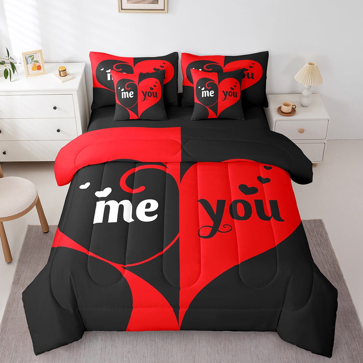 Click here for Erosebridal Black Red Comforter Set With Sheets Me... prices