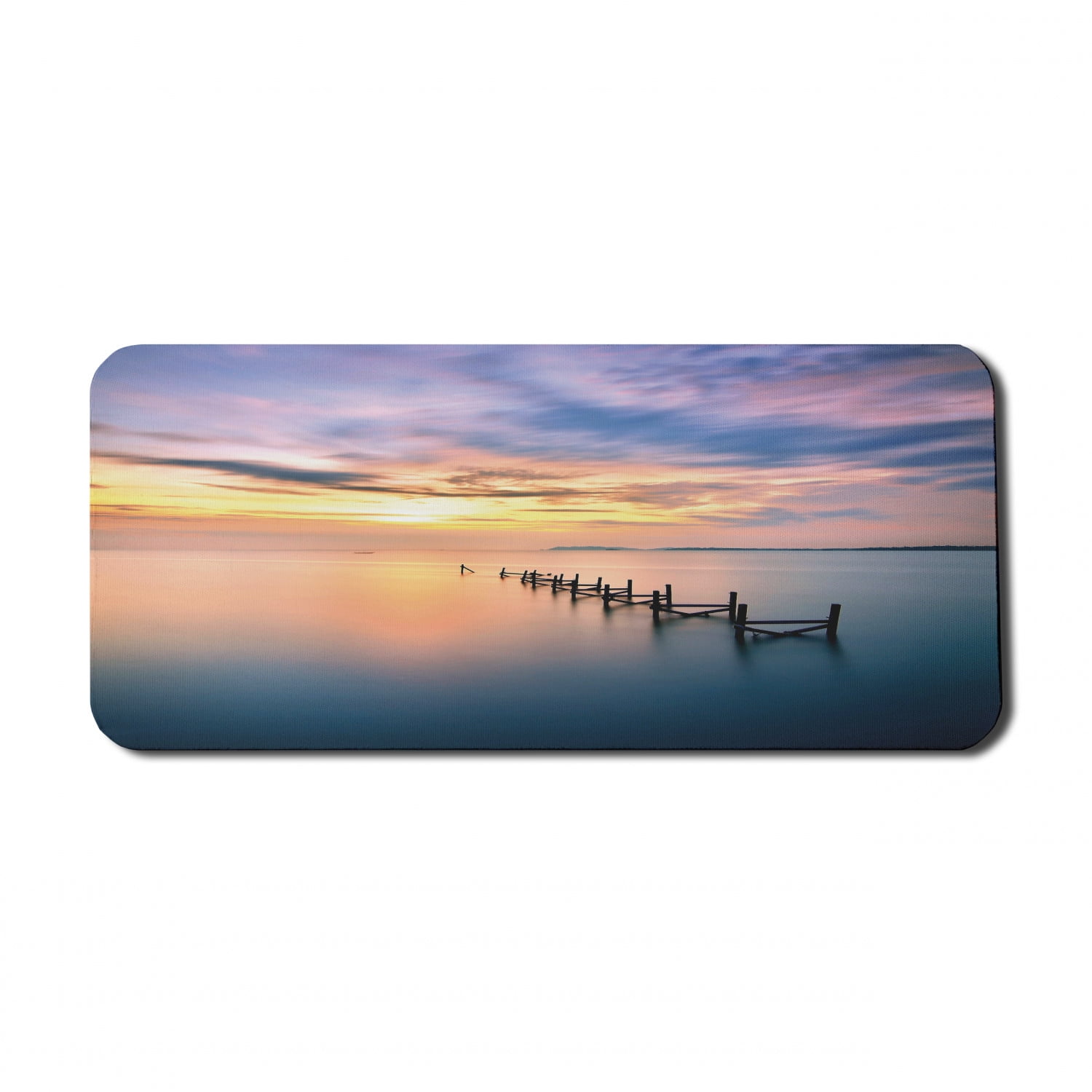 Nature Computer Mouse Pad, Sunset at Abandoned Jetty with Smooth Water ...