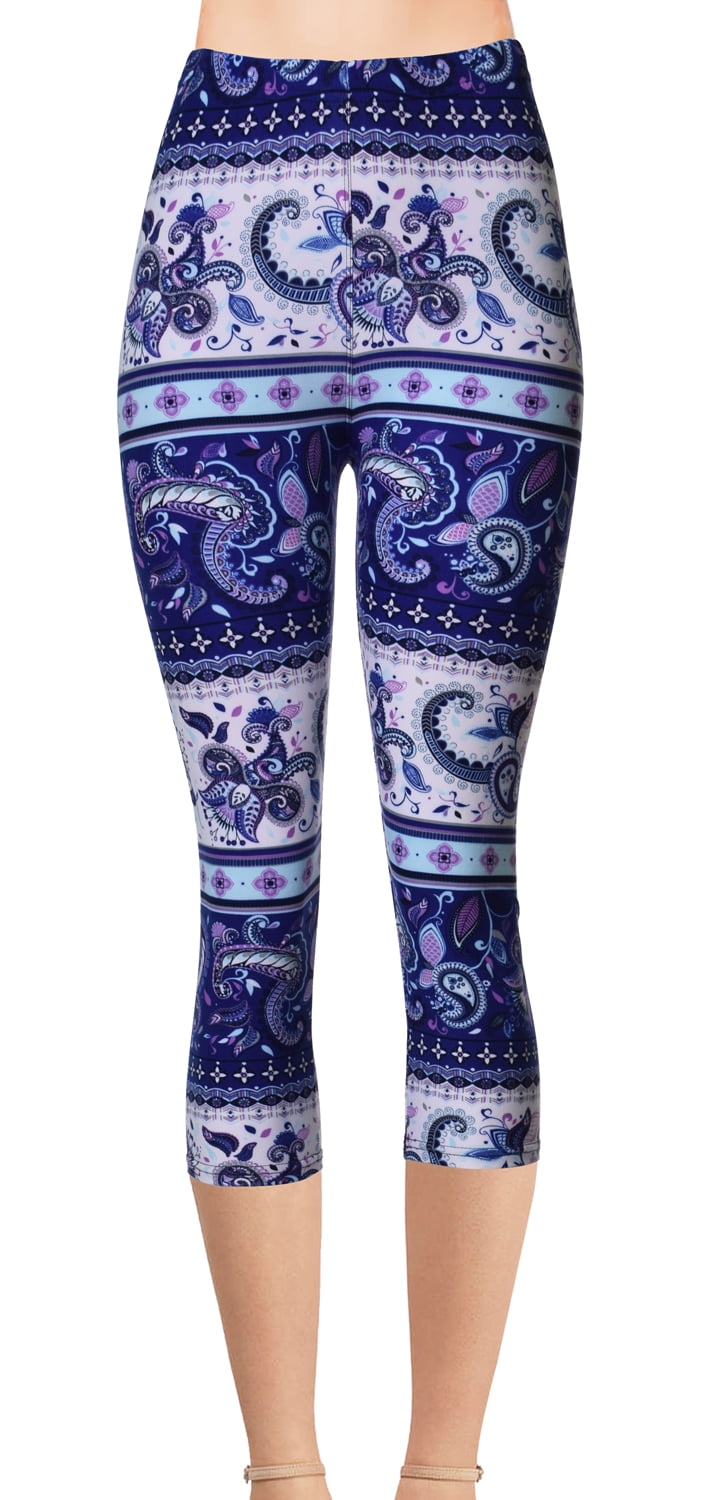 VIV Collection PLUS SIZE Printed Brushed Capris (Paisley Dusk ...