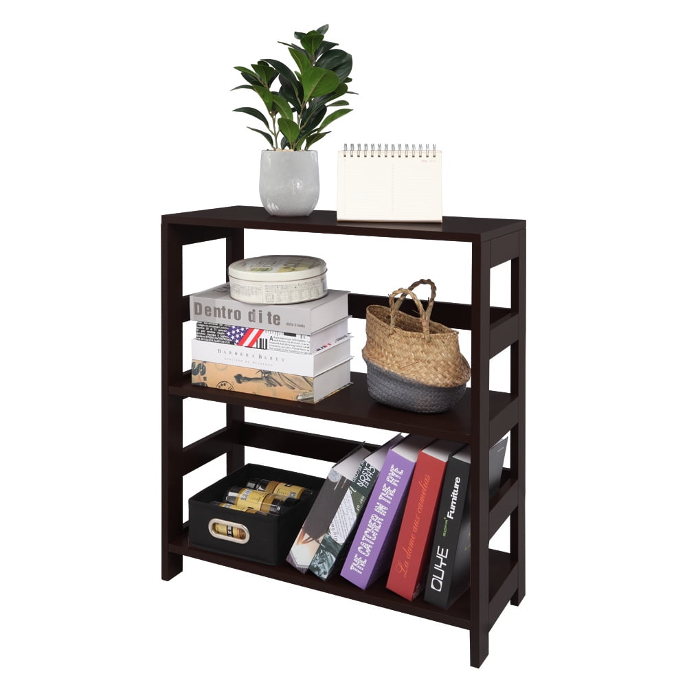 Gzxs Modern 3-Tiers Bookcase, 25.2" Wide Wood Storage Rack Shelf Small ...
