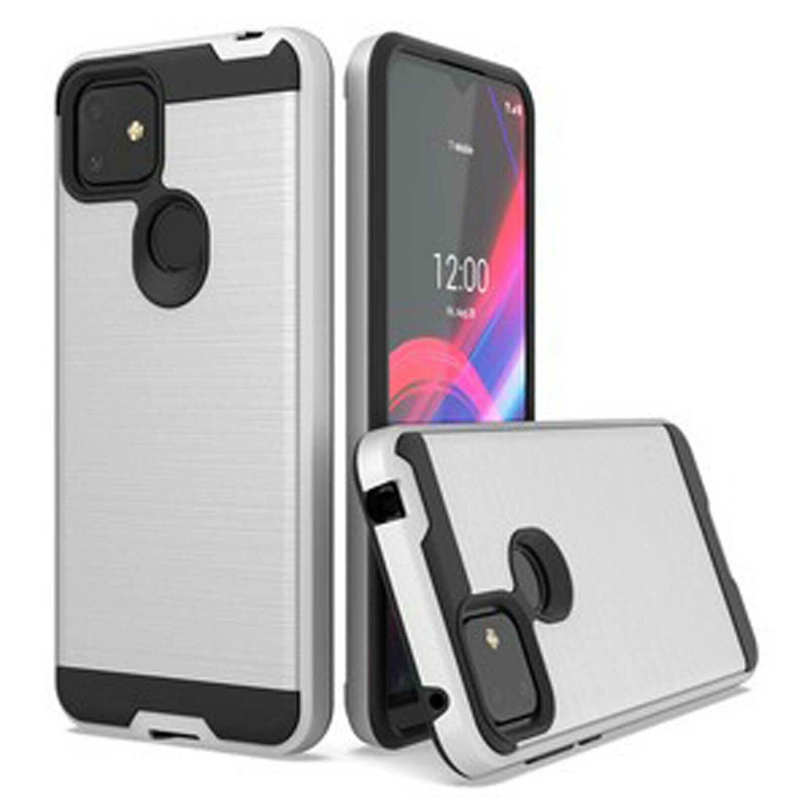 Kaleidio Case For T-Mobile REVVL 4+ Plus [Brushed Metal Texture] Hybrid ...