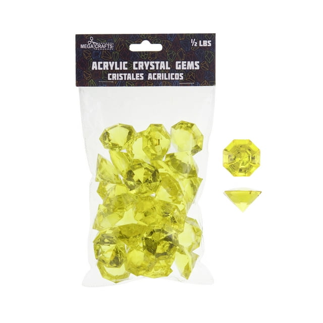 Mega Crafts - 1/2 lb Acrylic Large Diamonds Gold | Plastic Glass Gems ...