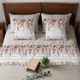 Bed Runner for King Size Bed, Orange Brown Eucalyptus Leaves 3 Pcs ...