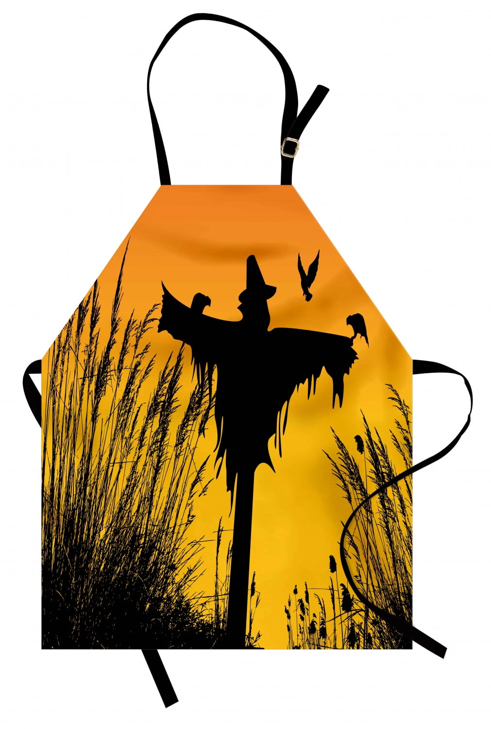 Scarecrow Apron, Rural Themed Silhouettes of Crows Herbs and Scary ...