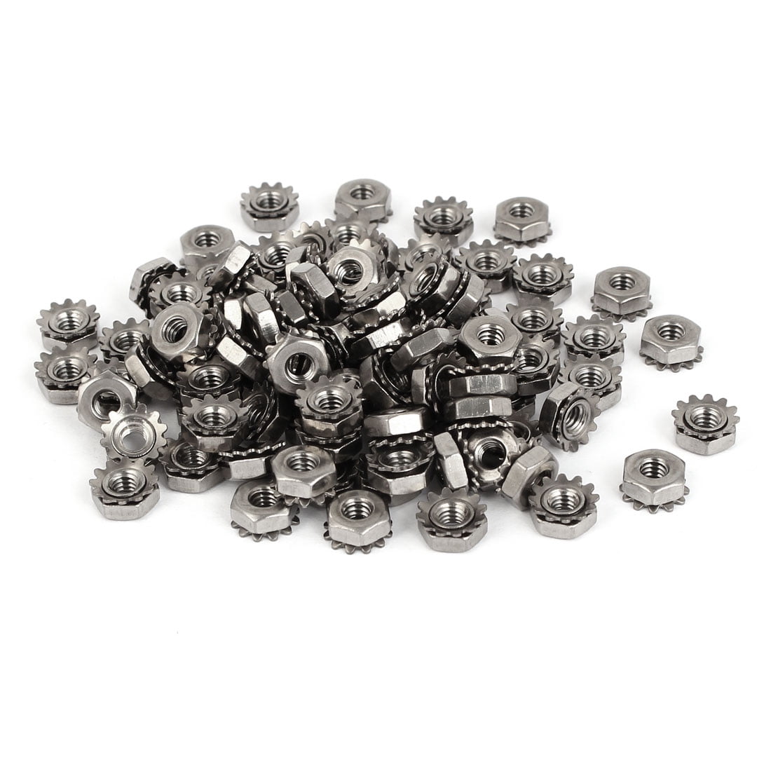 8#-32 304 Stainless Steel Female Thread Kep Hex Head Lock Nut 100pcs ...