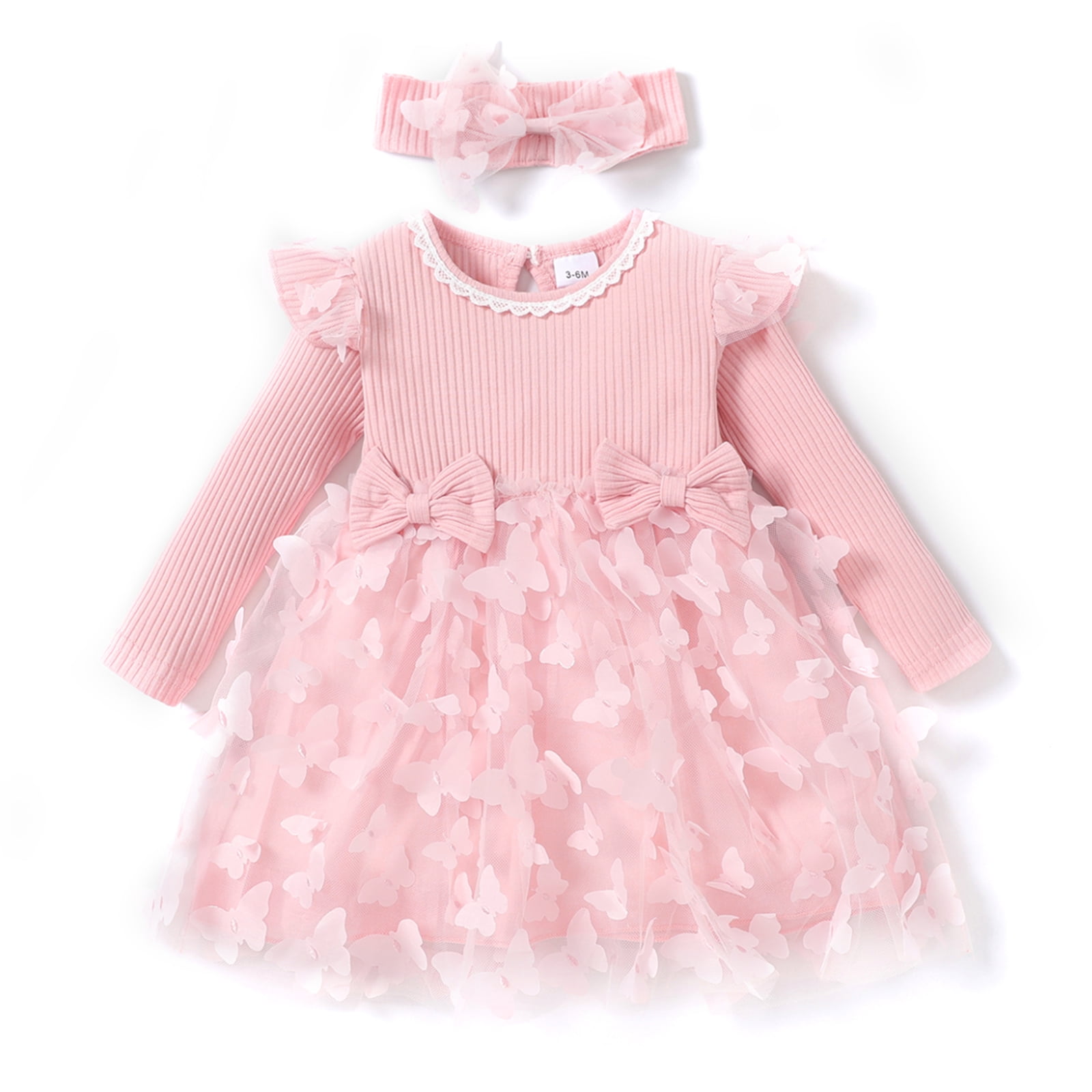 Click here for Patpat 2pcs Baby Girl Pink Mesh Dress Set ribbed L... prices
