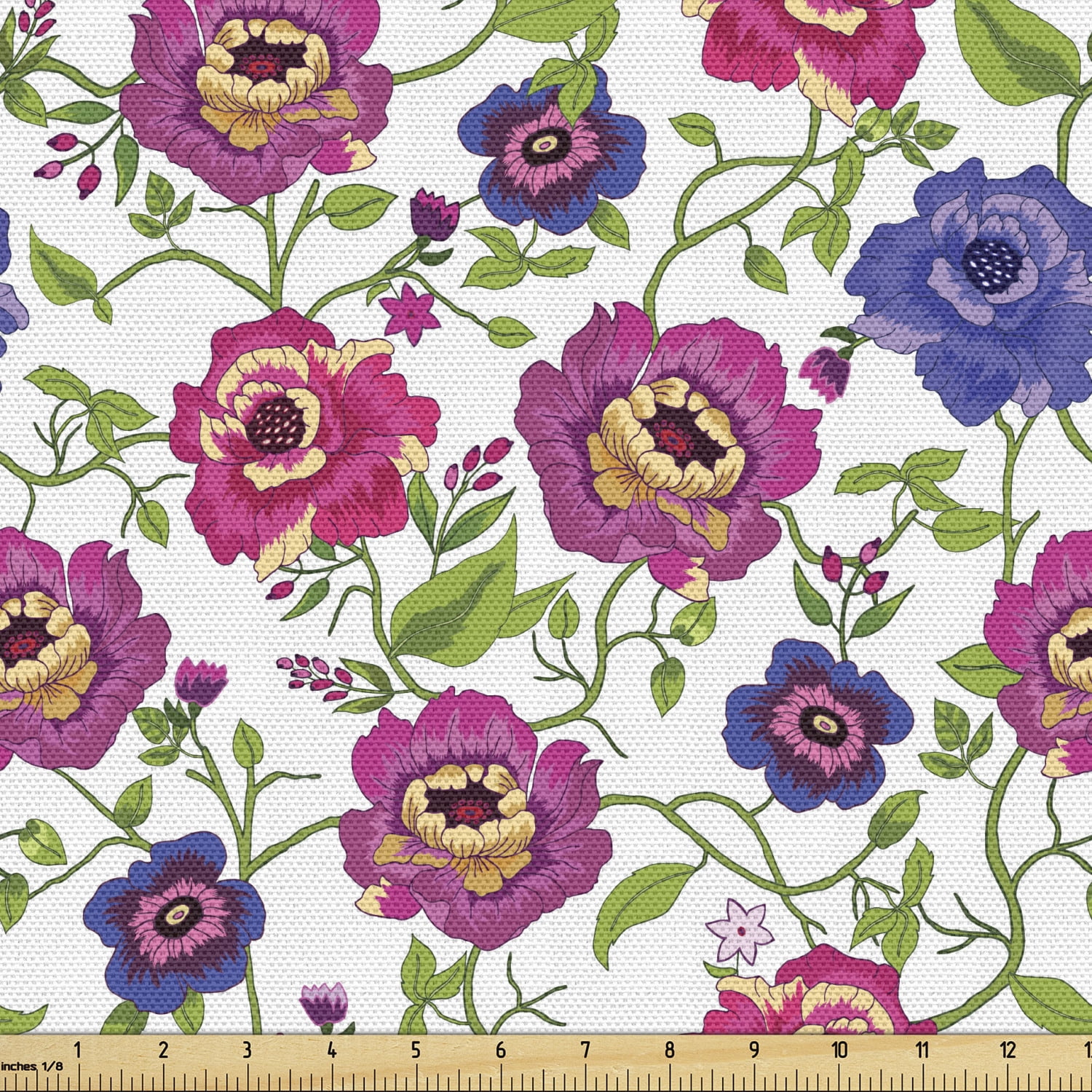 Floral Sofa Upholstery Fabric by the Yard, Flourishing Nature with ...