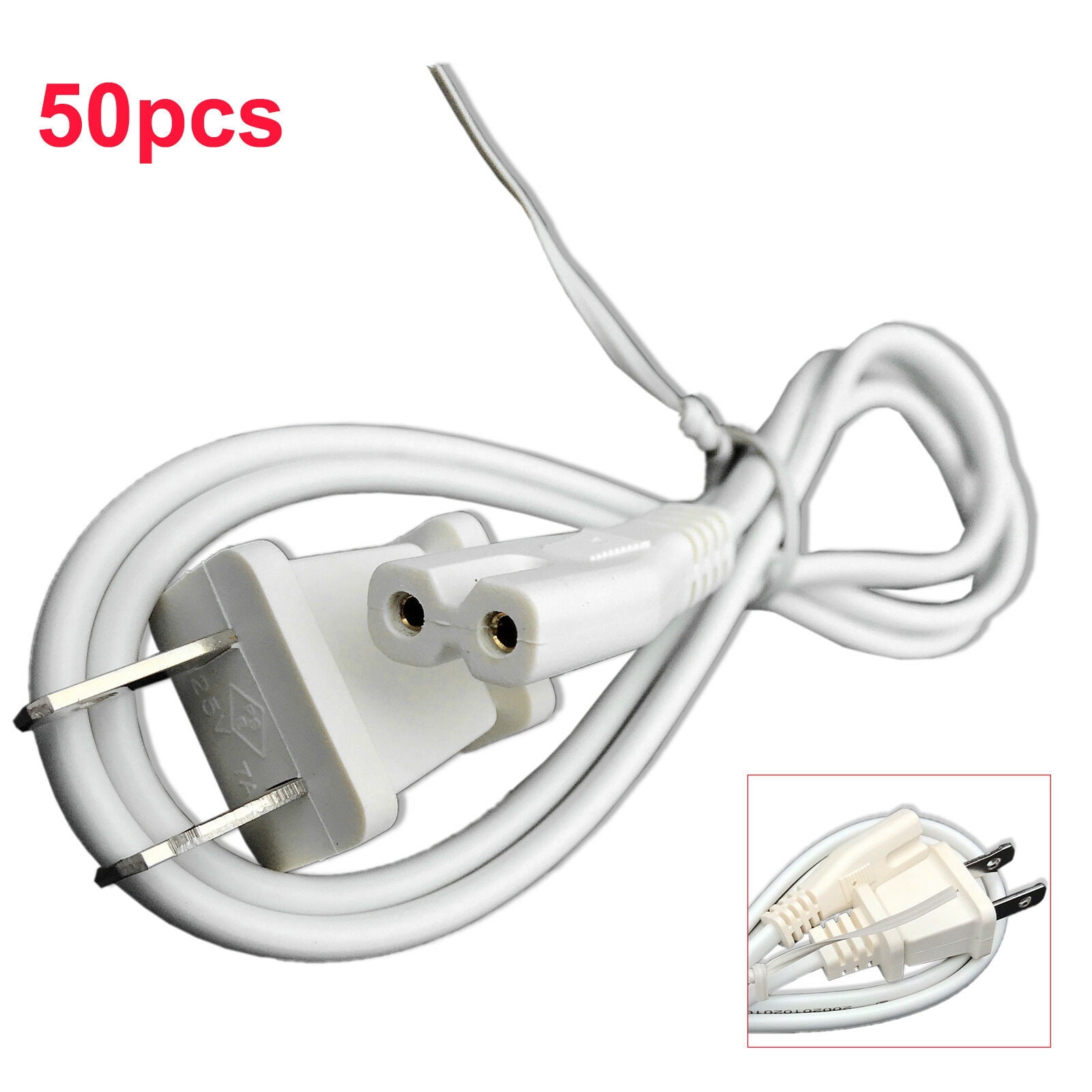 50pcs White 2 prong AC Wall Power Cord for Led Lcd Smart Tv Vizio ...