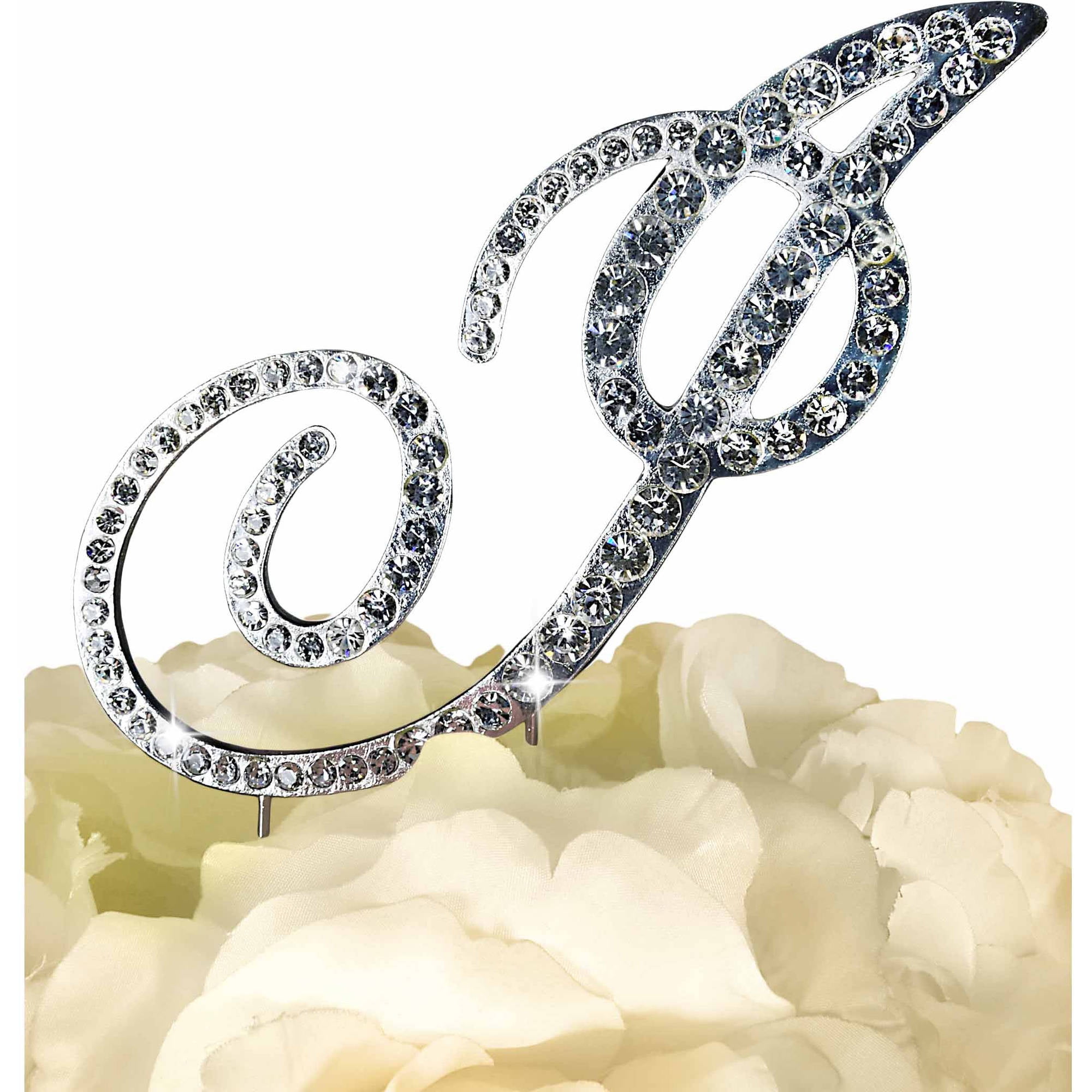 Unik Occasions Victorian Rhinestone Wedding Cake Topper, Silver ...