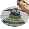 Black Sheep Washable Round Area Rug 5 ft, Glasses Green Sweater Wood ...