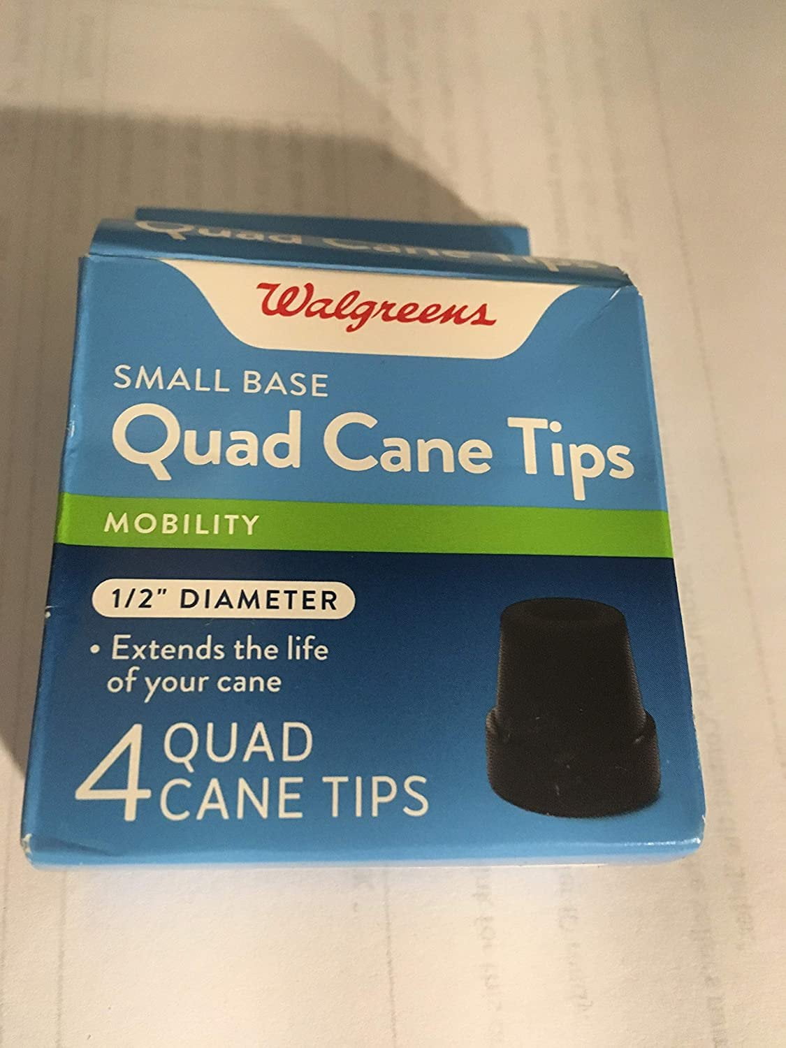 WALGREENS Small Base Quad Cane Tips 1/2" Heavy Duty Rubber - Walmart.com