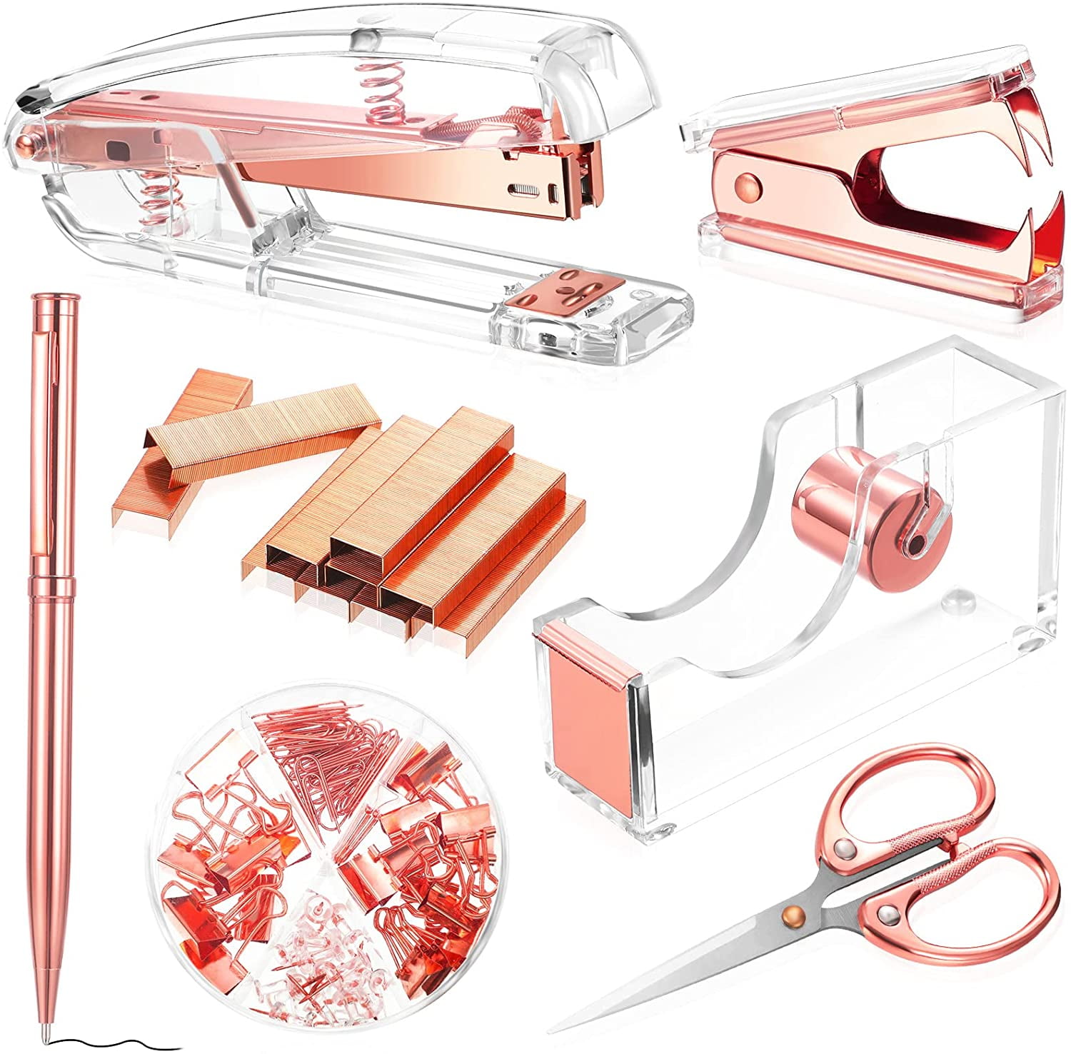 Office Supplies Set Desk Accessory Kit, Acrylic Stapler Set Staple ...