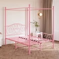 LHYY Metal Canopy Bed Frame with Vintage Style Headboard Footboard,Easy ...