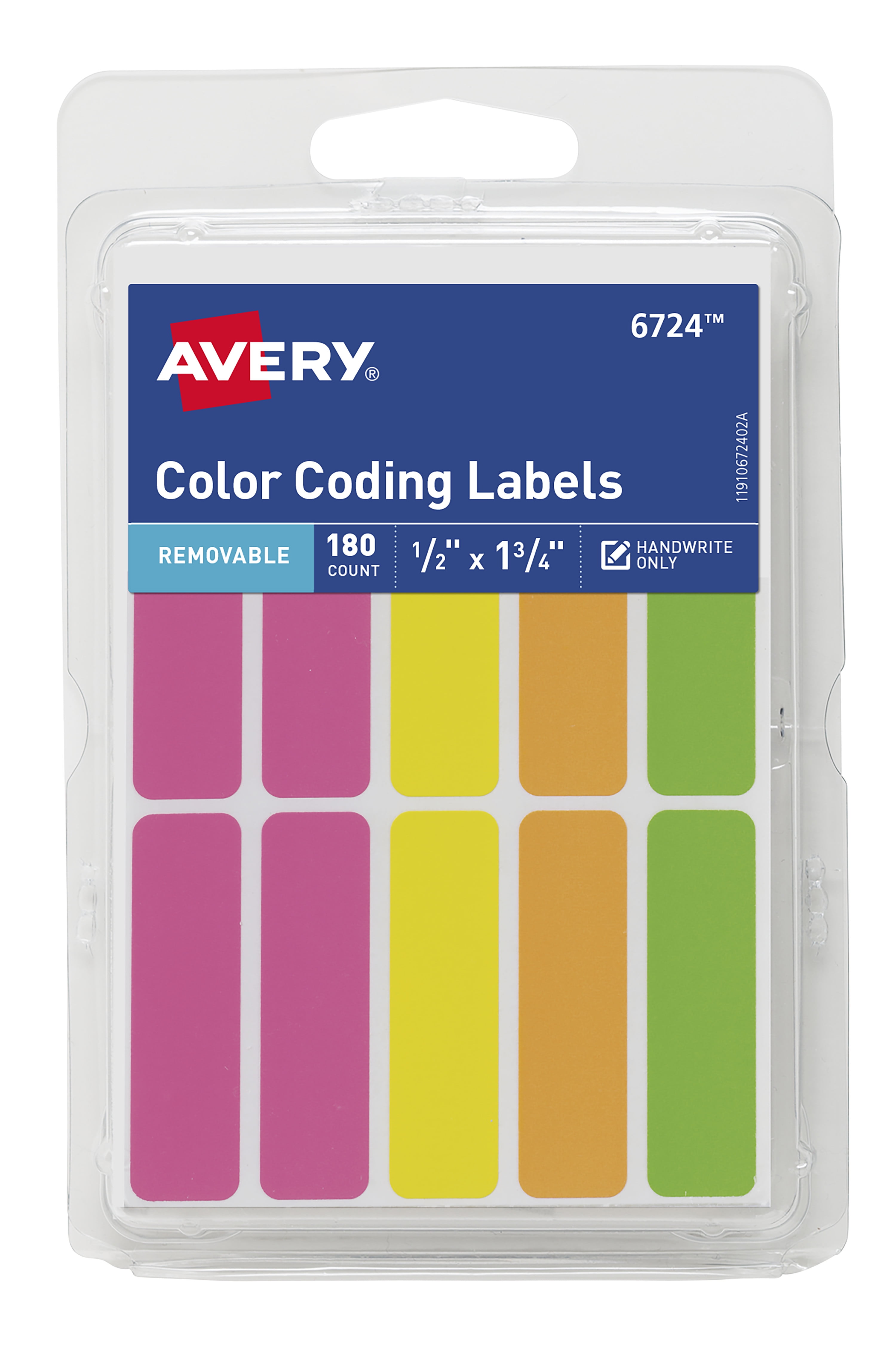 Avery Color Coding Labels Removable Adhesive 1 2 X 1 3 4 180 Labels