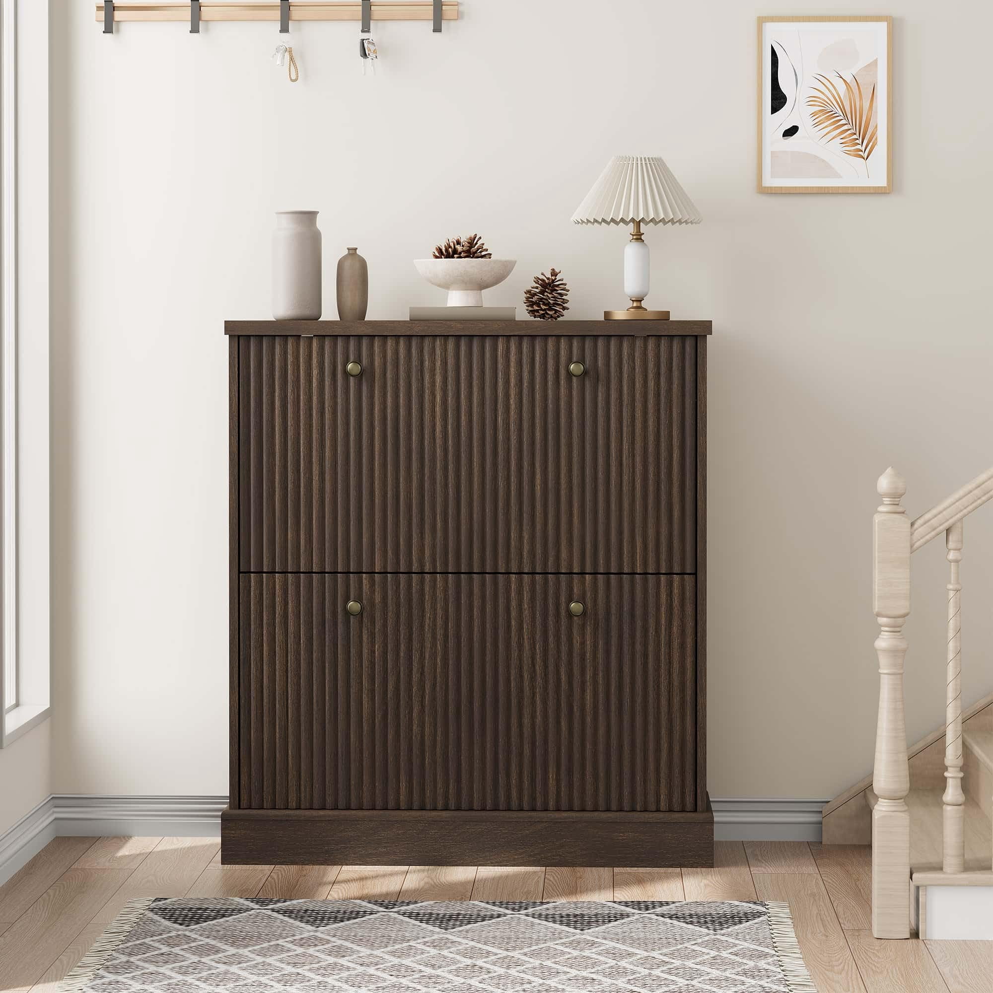 Click here for Akdsteel Fluted Shoe Cabinet With 2 Flip Drawers... prices