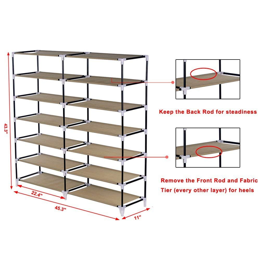 7 Tiers Shoe Rack Organizer, Portable Shoe Rack Closet Fabric Cover ...