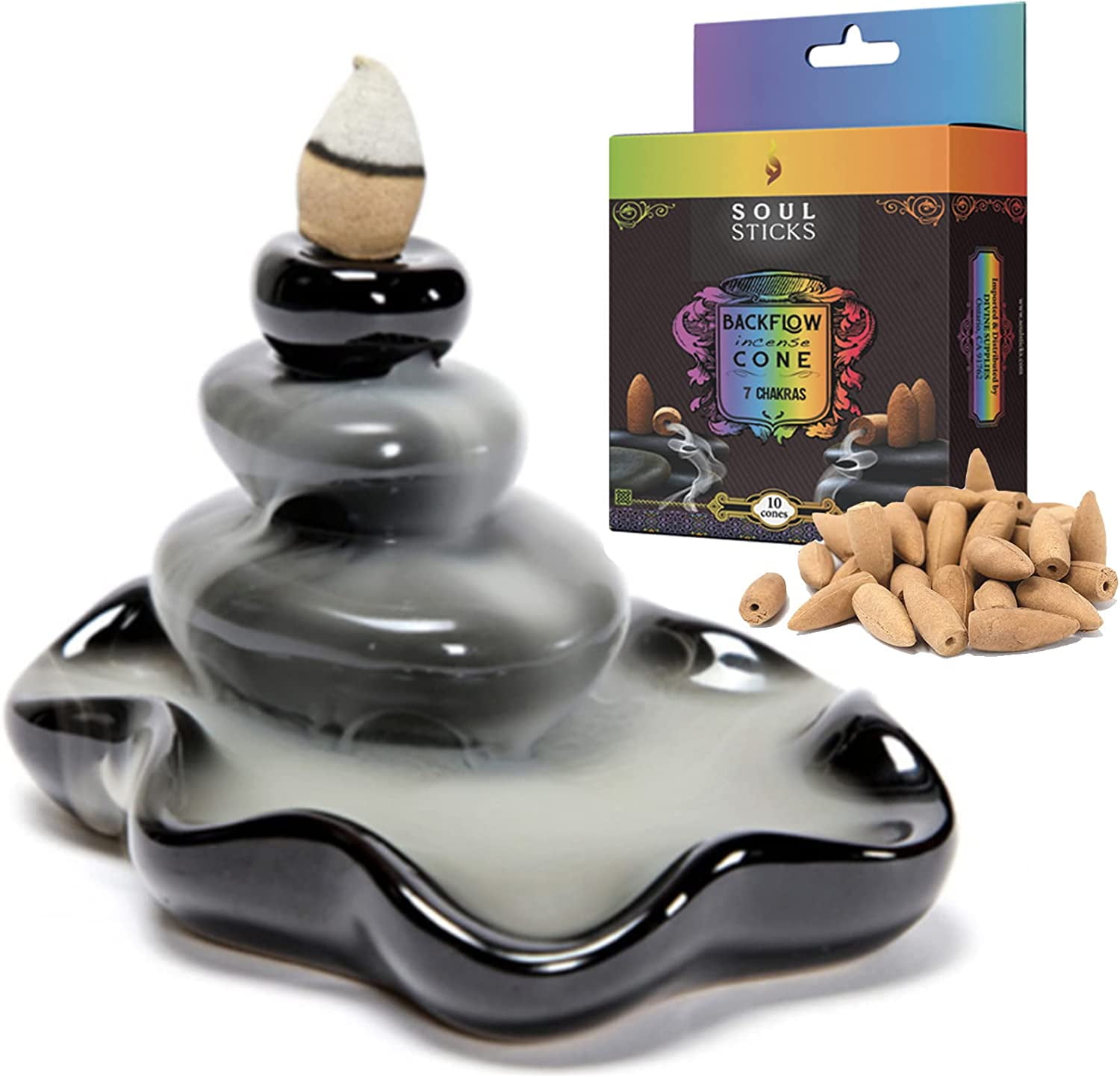 Soul Sticks Balance Backflow Cone Burner and 7 Chakras Back flow ...