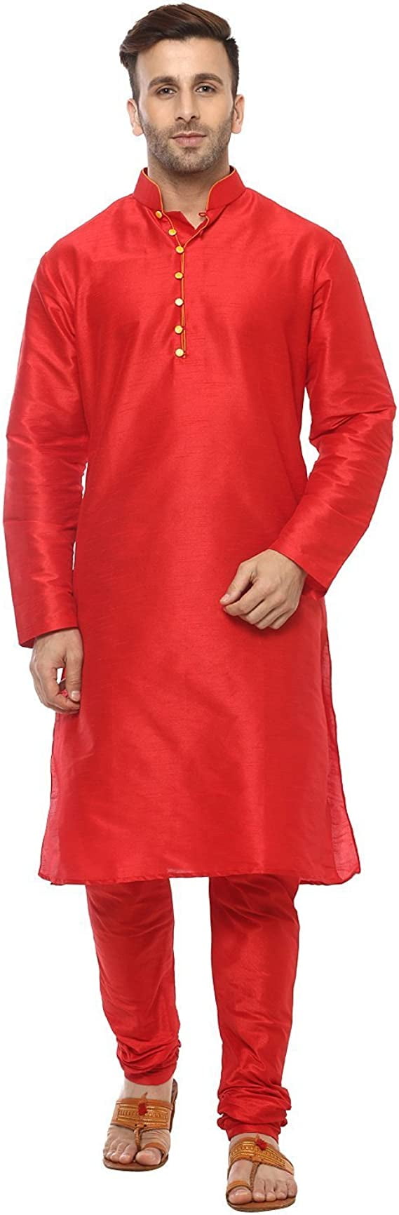 Royal Kurta Men's Silk Blend Loop Button Design Kurta (Only Kurta) (40 ...