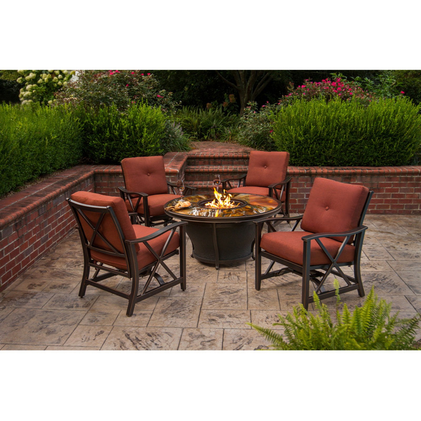 Oakland Living Moonlight Deep Sitting 5 Piece Fire Pit Chat Set ...