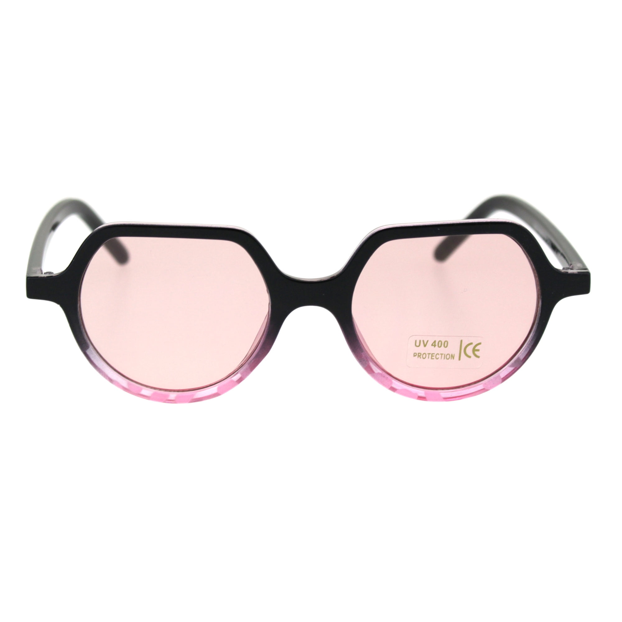 Vintage Retro Hippie Round Thin Plastic Horn Pimp Sunglasses Black Pink ...