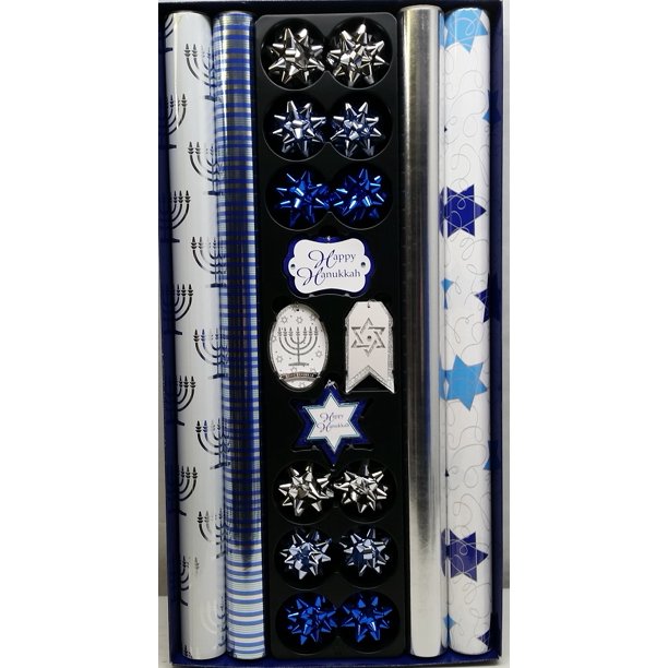 Tom Smith Hanukkah Wrapping Paper, Coordinating Tags & Bows - Walmart.com