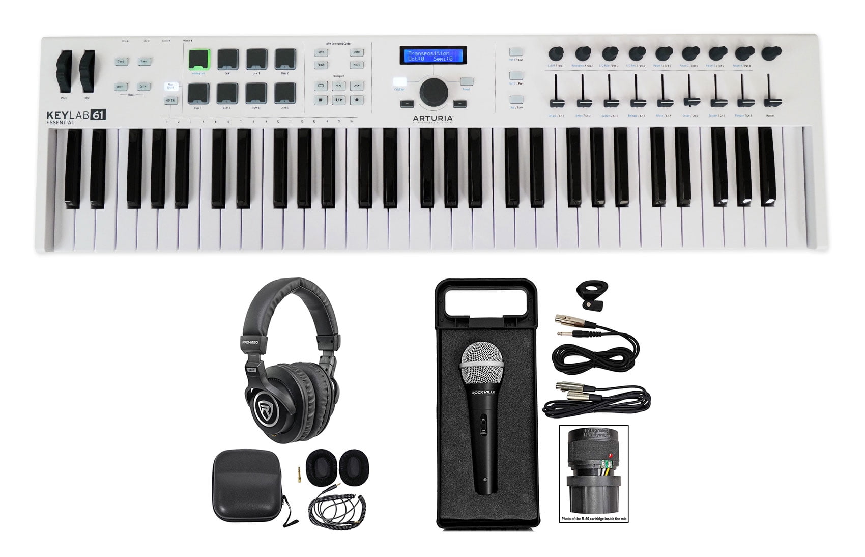 Arturia Keylab Essential 61-Key USB Keyboard Controller in White+Mic ...
