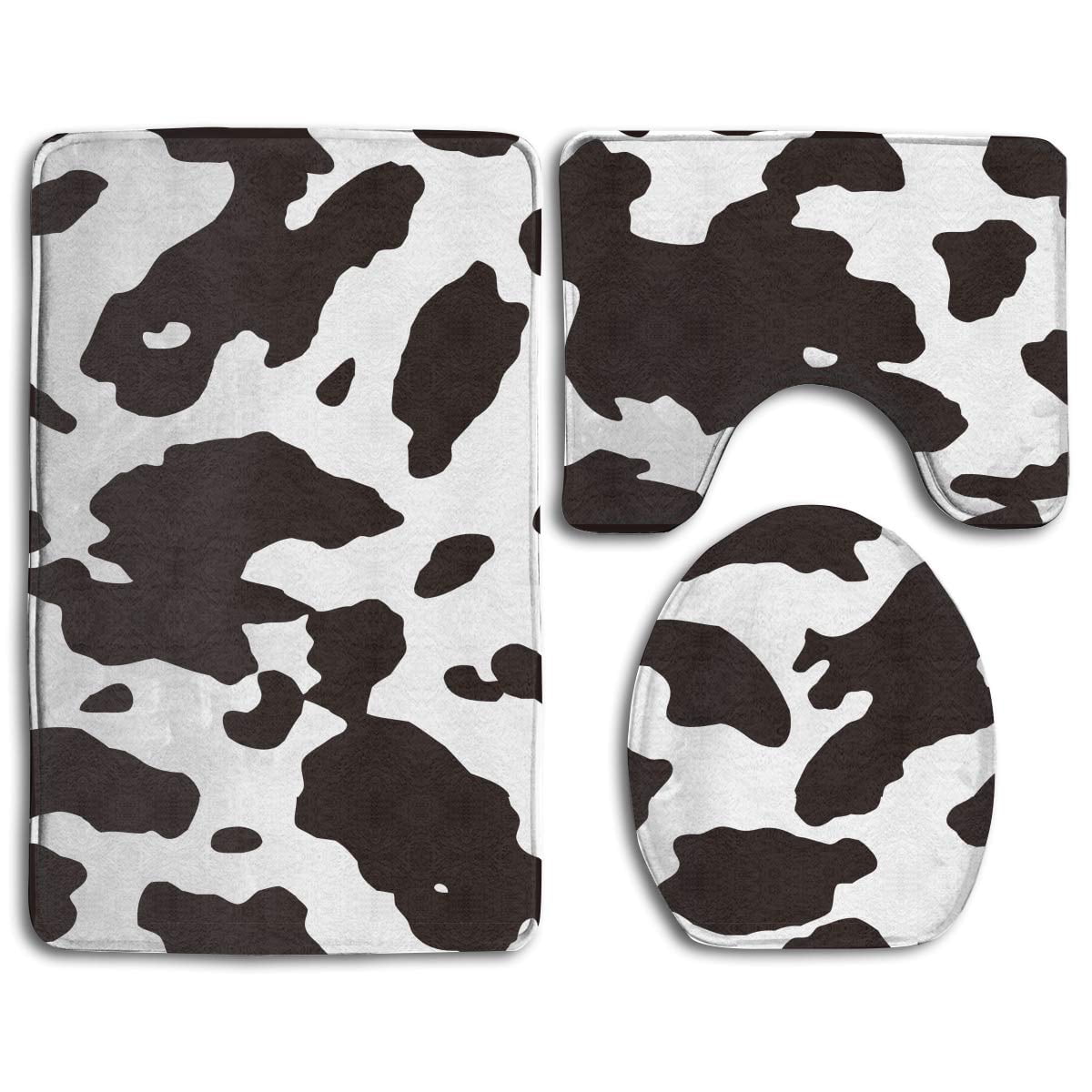 PUDMAD Cow Spot 3 Piece Bathroom Rugs Set Bath Rug Contour Mat and ...