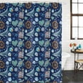 Blue Coastal Bathroom Shower Curtains with 12 Hooks Polyester ...