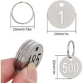 25mm 304 Stainless Steel Numbered Key ID Tags with Rings, Metal Num ...