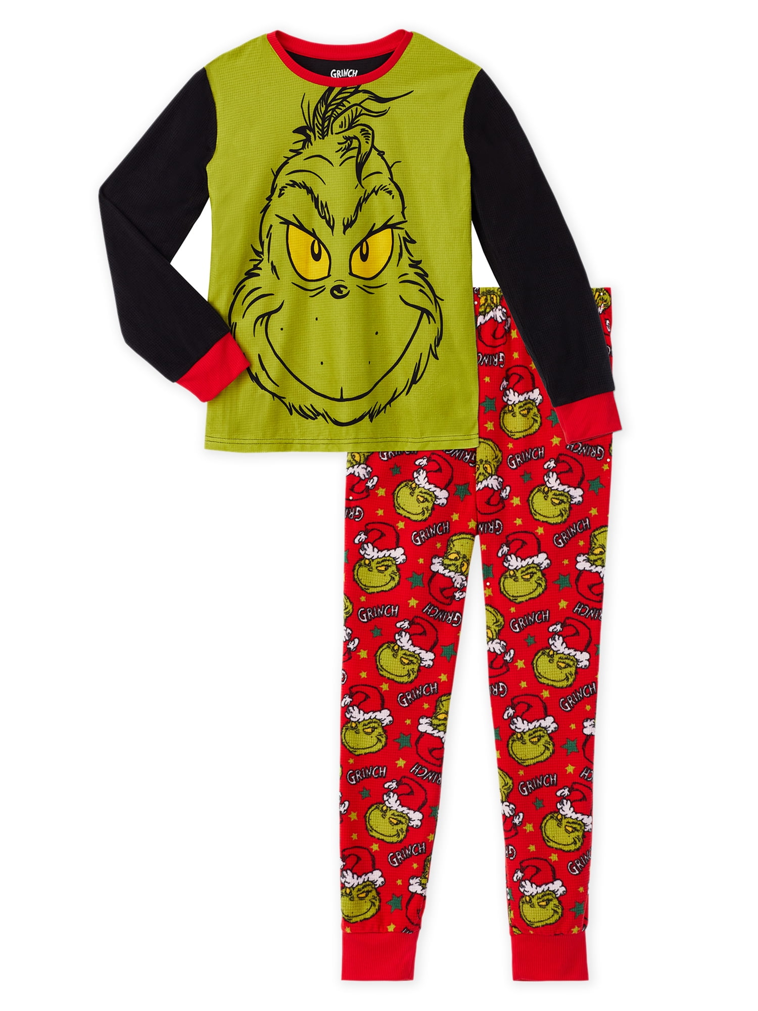 Grinch Boys Holiday Long Sleeve 2 Piece Pajama Set, Sizes 4-16 ...