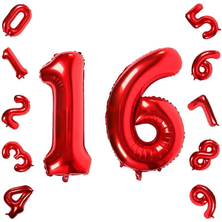 Red Number 30 Balloons,40 Inch Birthday Number Balloon Party ...