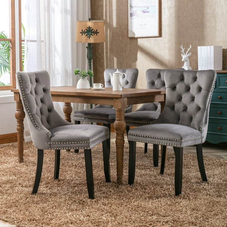 Grey velour dining room chairs store