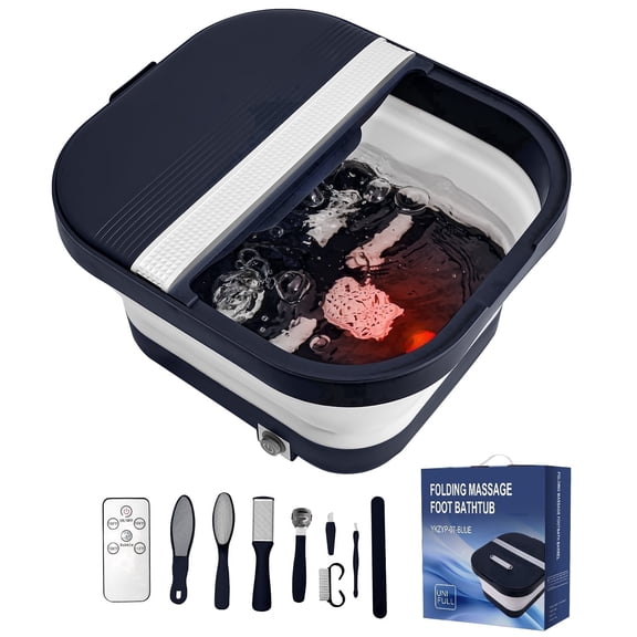 Collapsible Foot Spa, Foot Bath Massager with Heat, Bubble, Red Light ...