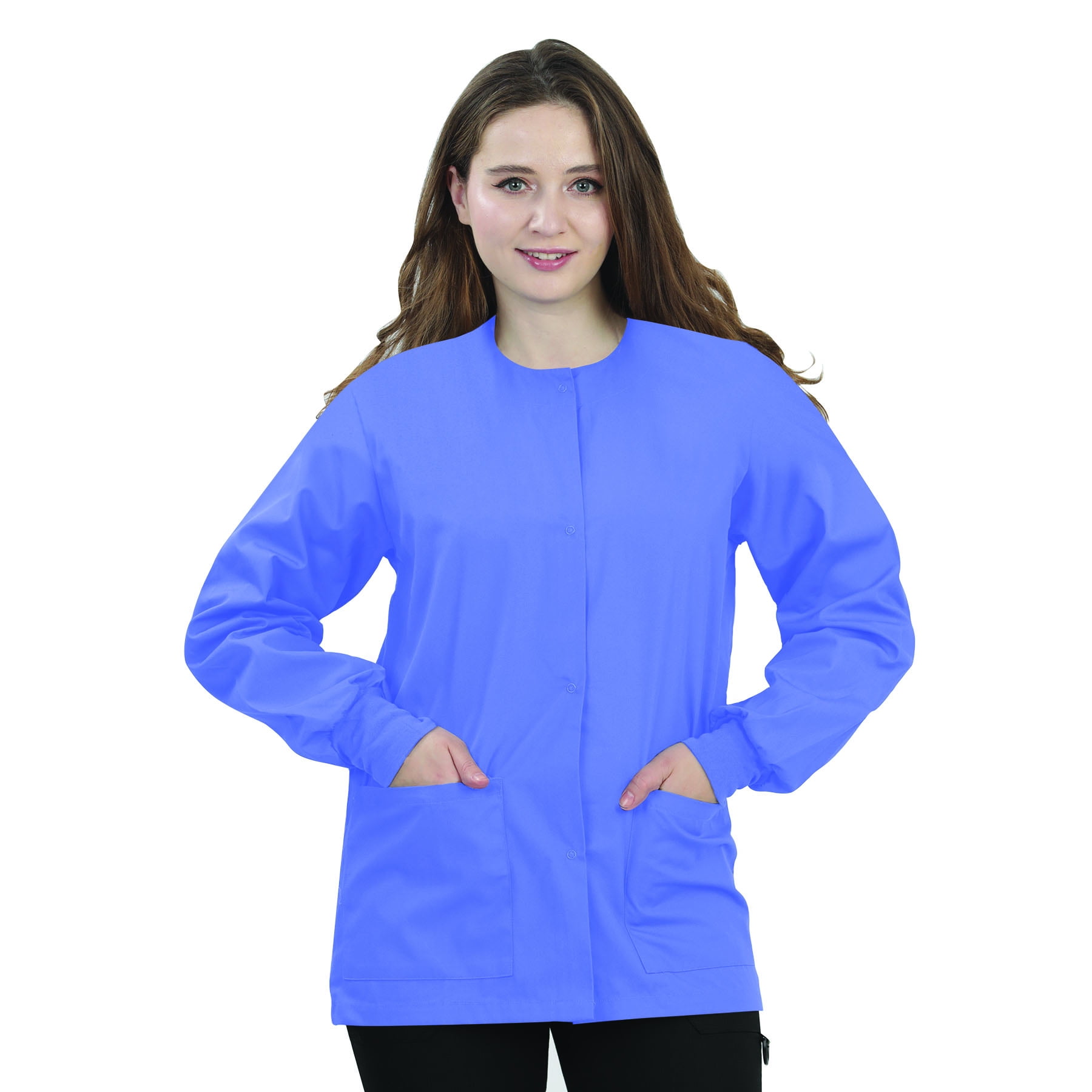 MAZEL UNIFORMS WOMENS SCRUB JACKET WITH KNIT SLEEVES - Walmart.com
