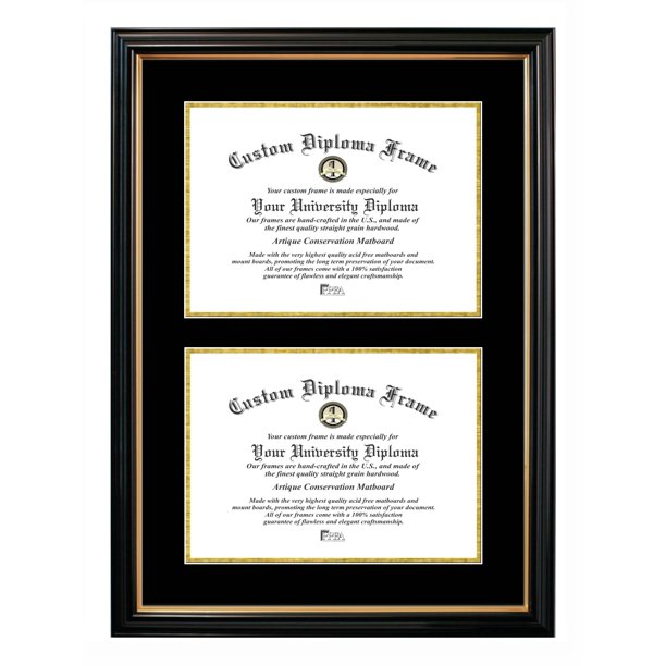 8x10 Double Degree Petite Black Gold Trim, Black & Gold Mats ...