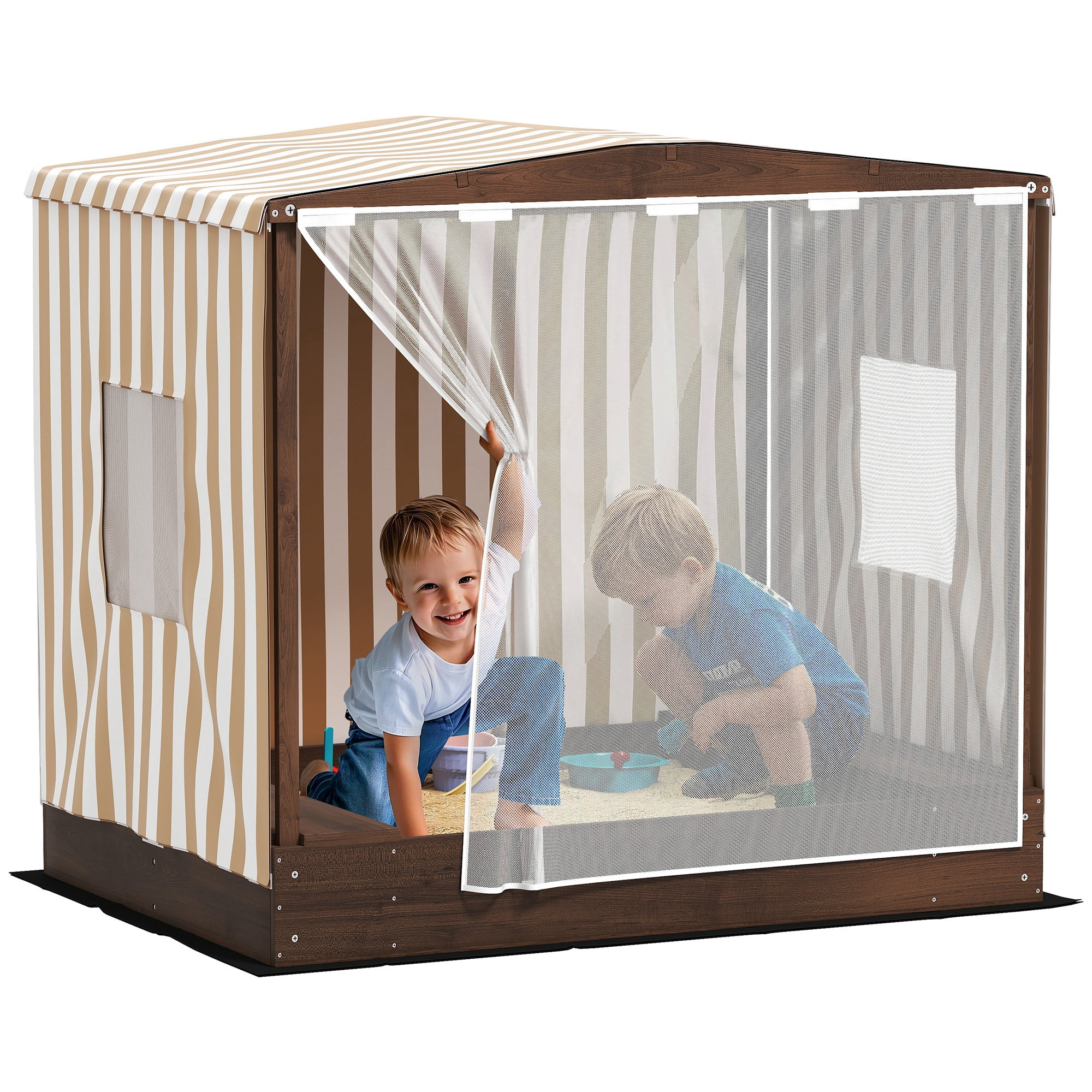 Click here for Qaba Kids Sandbox With Full Covered Canopy  For Ag... prices