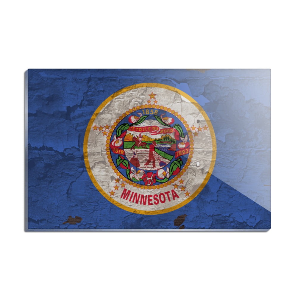Rustic Minnesota State Flag Distressed USA Rectangle Acrylic Fridge ...