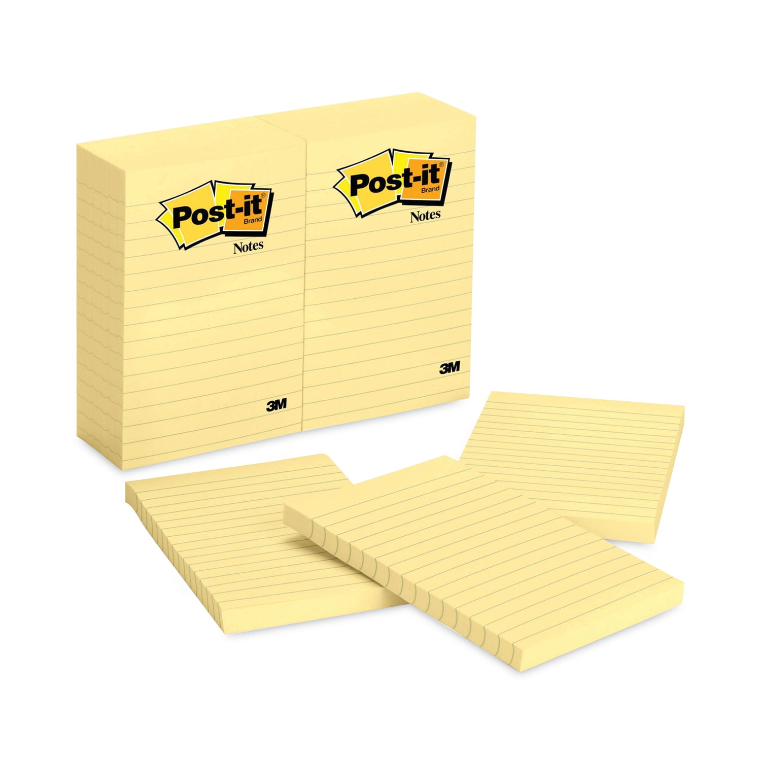 Post-it Original Pads in Canary Yellow, Note Ruled, 4" x 6", 100 Sheets ...