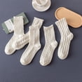 4 Pairs Cable Knit Vintage Cute Crew Cotton Socks Women Ruffle Lace Mid ...