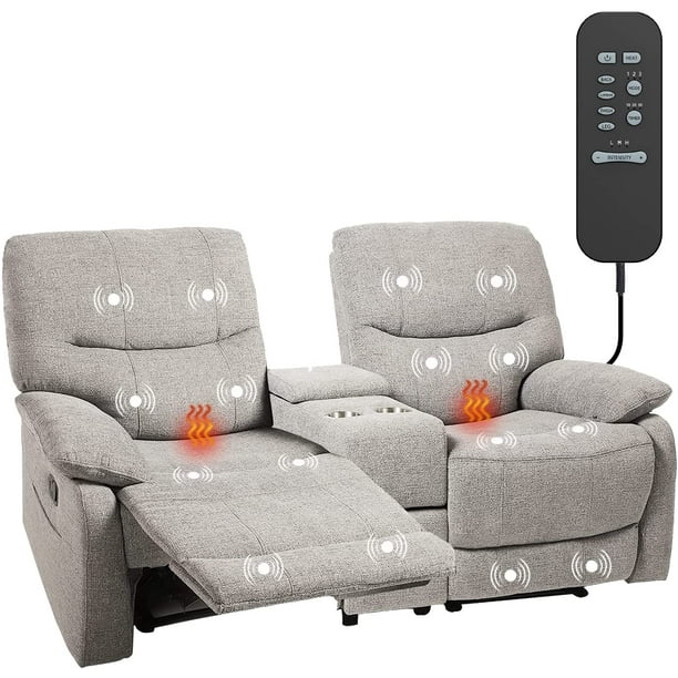 Reclining Sofa, Double Reclining Loveseat with Console, 2 Seater Sofa ...
