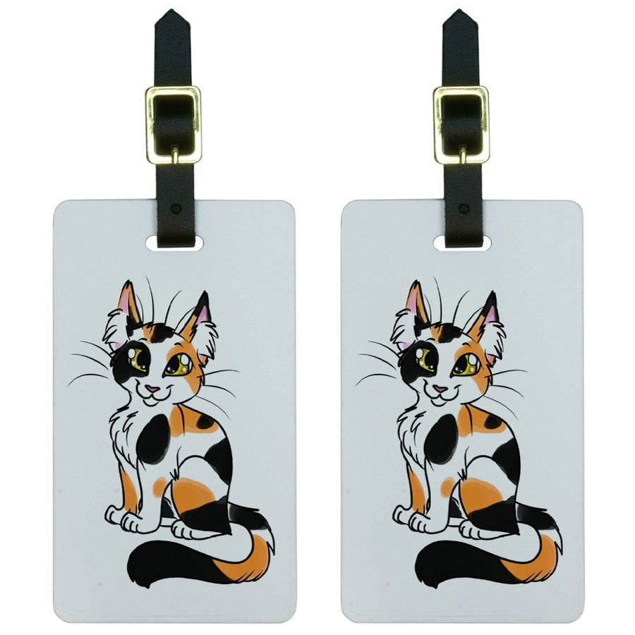 Calico Cat On White Luggage Tags Suitcase Carry-On ID, Set of 2 ...