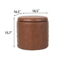 Homebeez Breathing Leather Ottoman Footstool Round Upholstered Footrest ...