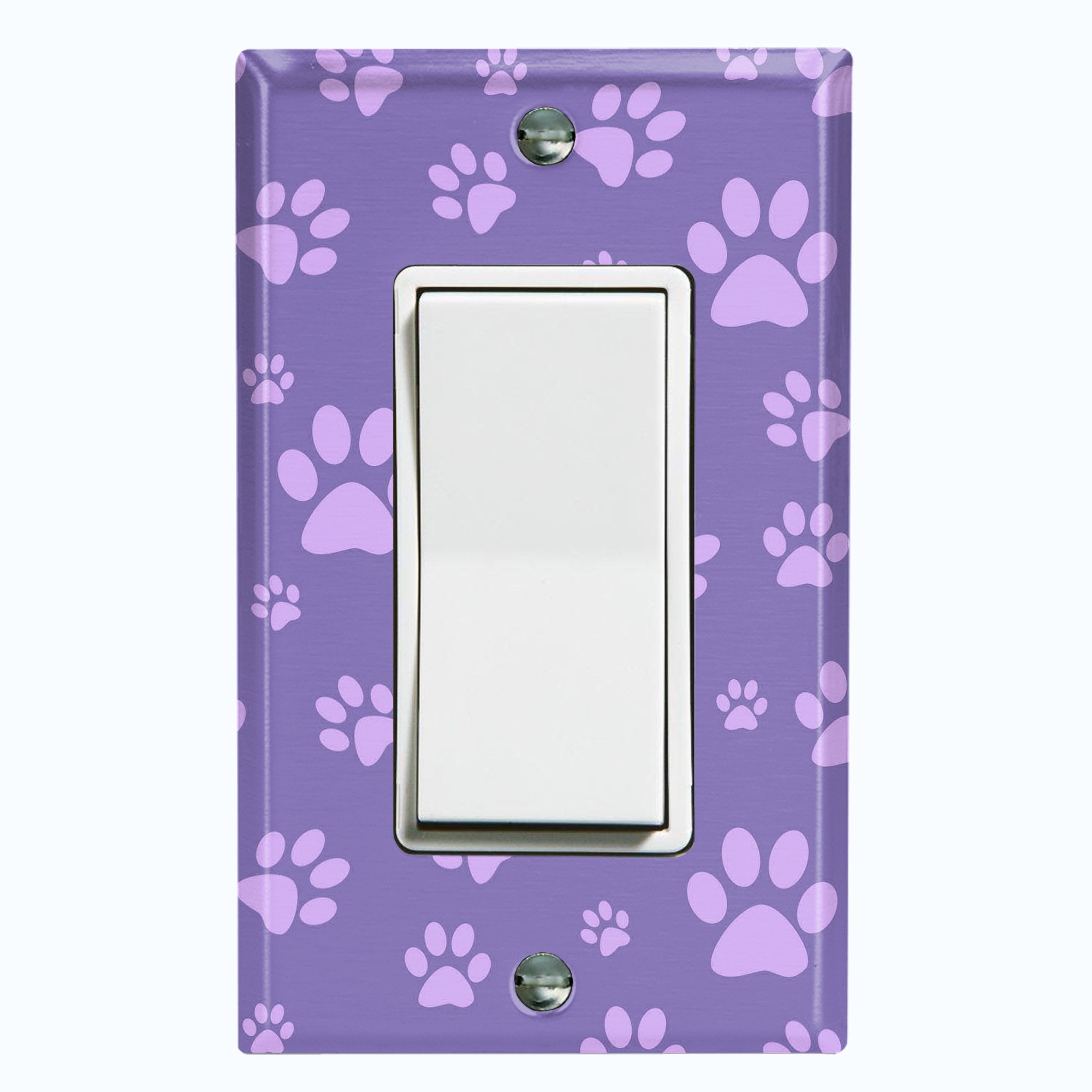 Metal Light Switch Plate Cover Cute Puppy Dog Paw Prints Purple DOG037 ...