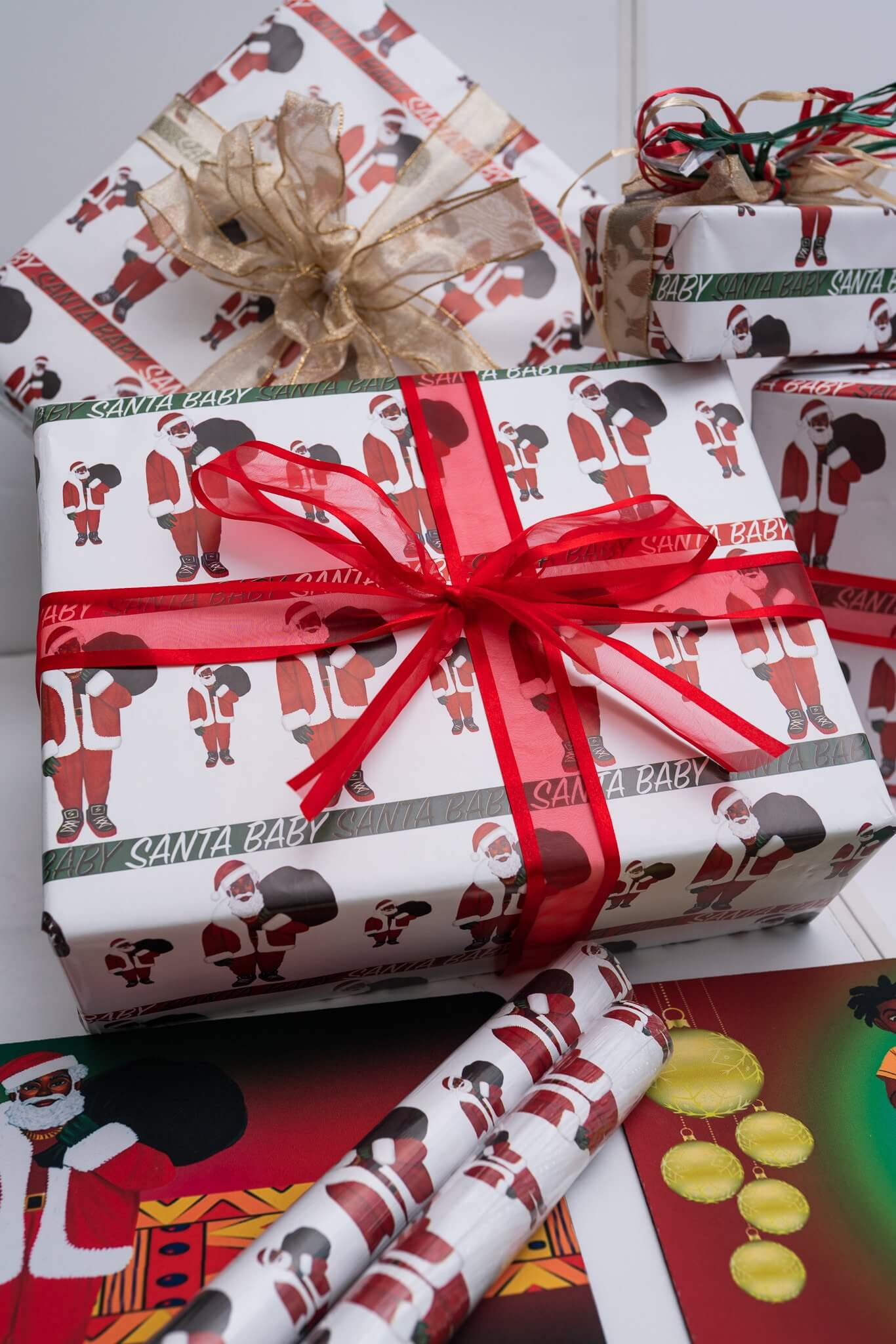 African American Santa Claus Wrapping Paper